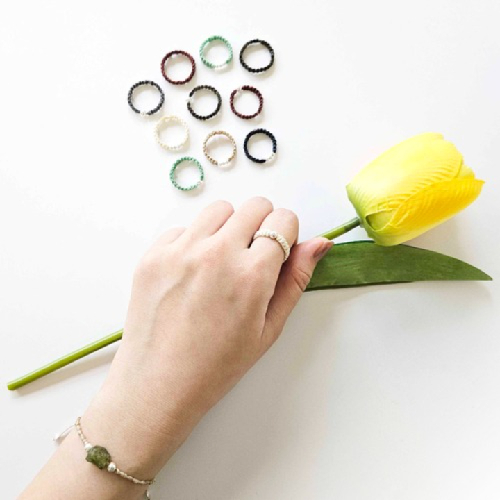 POOM | 925실버 은볼 마크라메 매듭반지 만들기 DIY키트