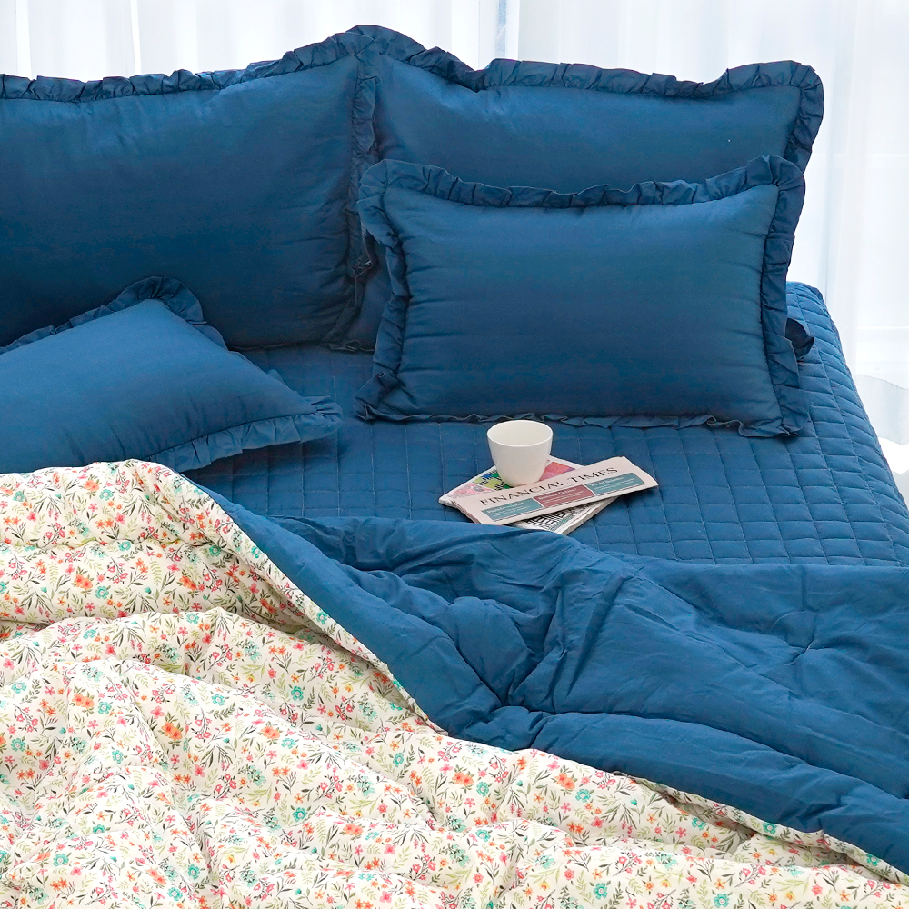 POOM | 순면60수 코튼엘 차렵+베개커버+높은매트커버 40cm SS