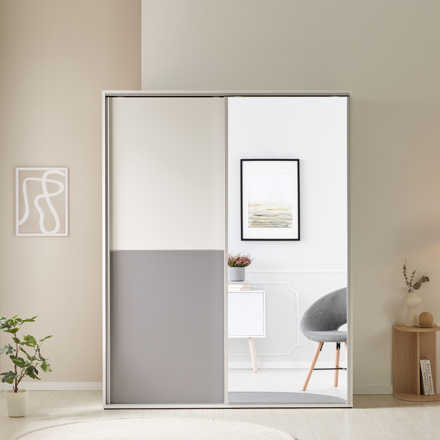 POOM | 마엘 1600 댐퍼 전신거울 슬라이딩 옷장 미닫이 장롱