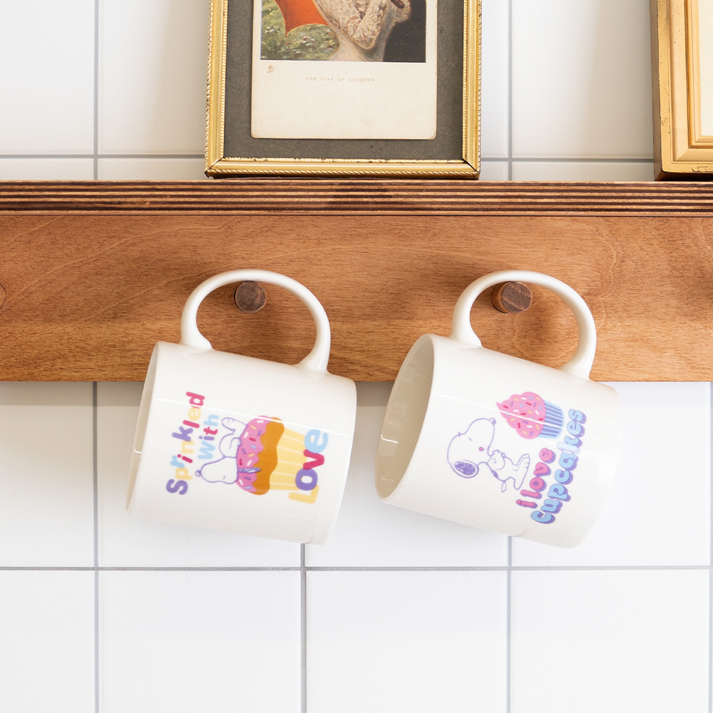 POOM | 스누피 케이크 캐릭터 도자기 머그잔 머그컵 2P