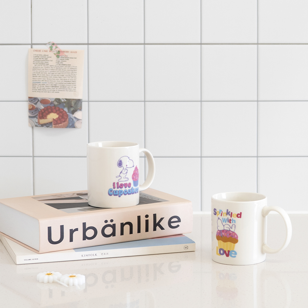 POOM | 스누피 케이크 캐릭터 도자기 머그잔 머그컵 2P