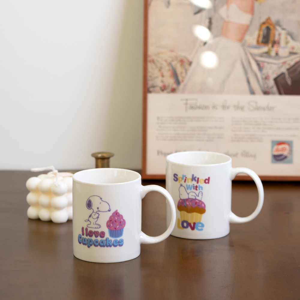 POOM | 스누피 케이크 캐릭터 도자기 머그잔 머그컵 2P