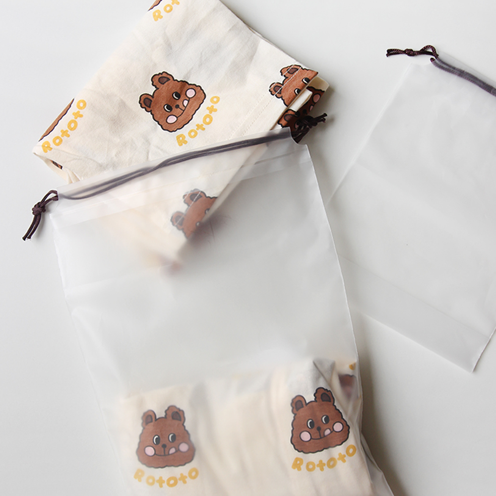 POOM | 투명 PVC 비닐 방수 파우치 반투명 복조리 주머니 2size