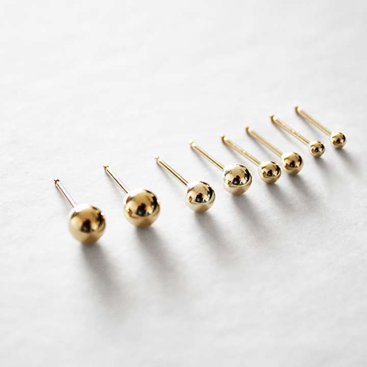 POOM | 14K 심플 볼 귀걸이 (2, 3, 4, 5mm)