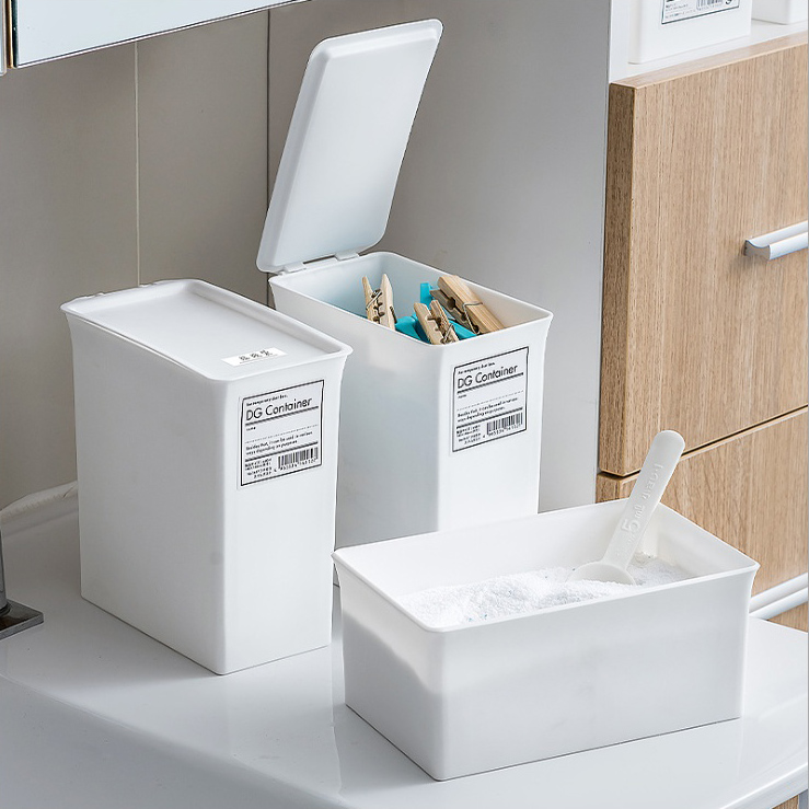 POOM | 세탁세제 리필용기 화이트 수납함 컨테이너 (슬림형)