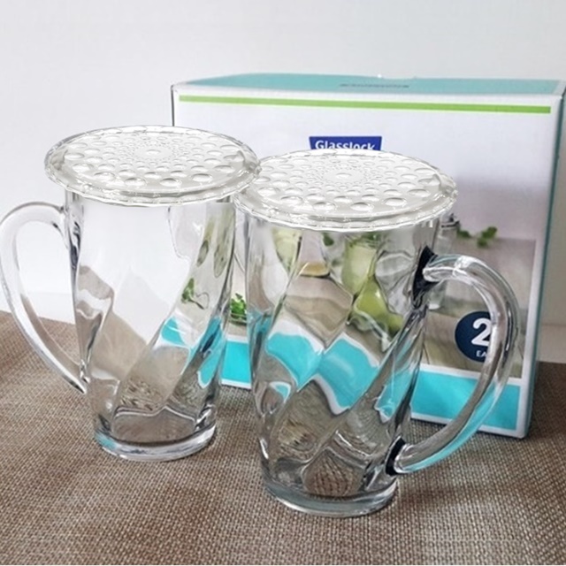 POOM | 글라스락 강화스핀뚜껑머그(머그4p+뚜껑4p) 8p