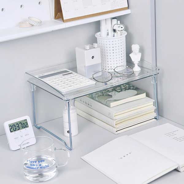 POOM | 공간활용 접이식 투명선반 아크릴 미니테이블