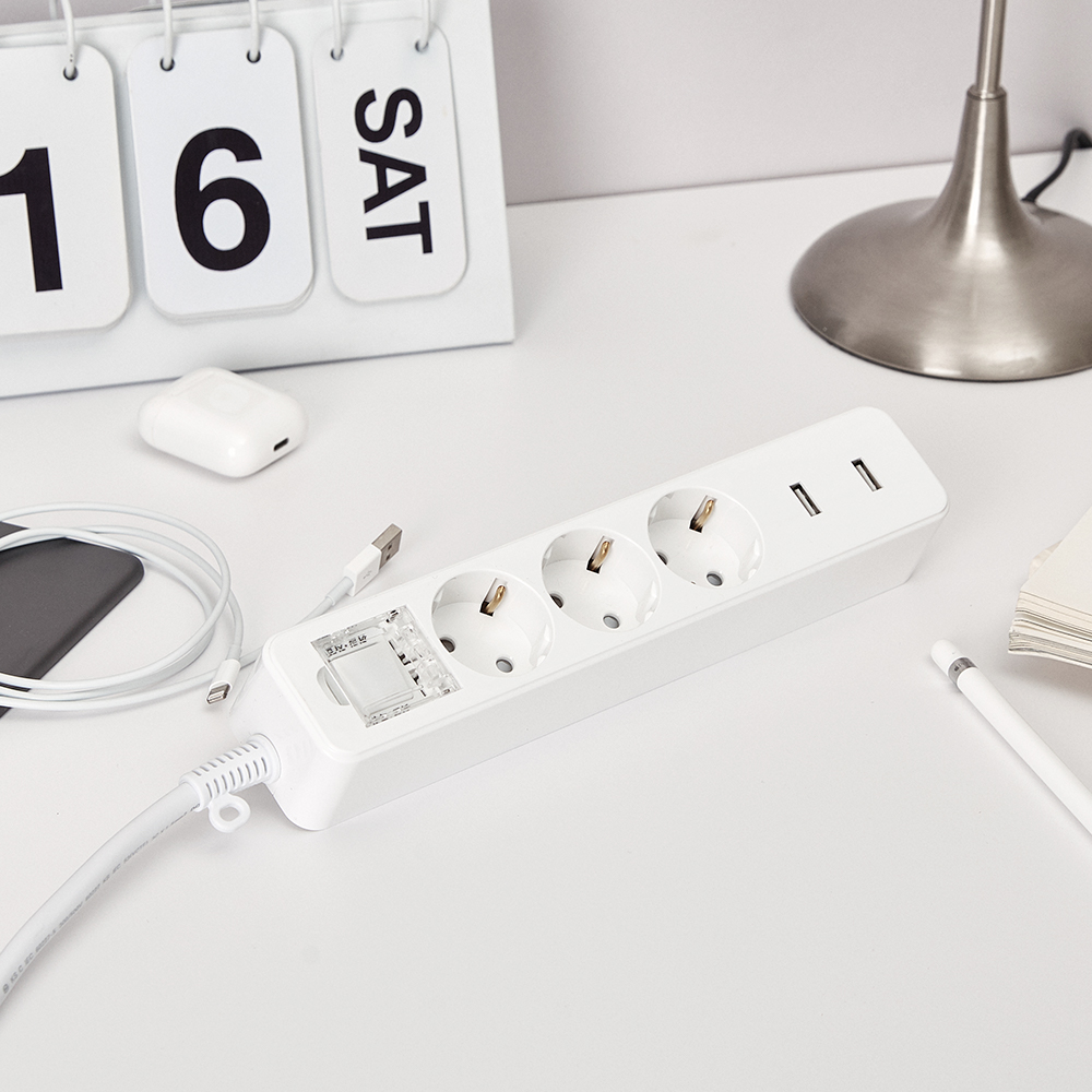 POOM | 3구 2포트 usb멀티탭 누전차단기 멀티콘센트 전선 고속충전기 (16A) 1.5M 3M