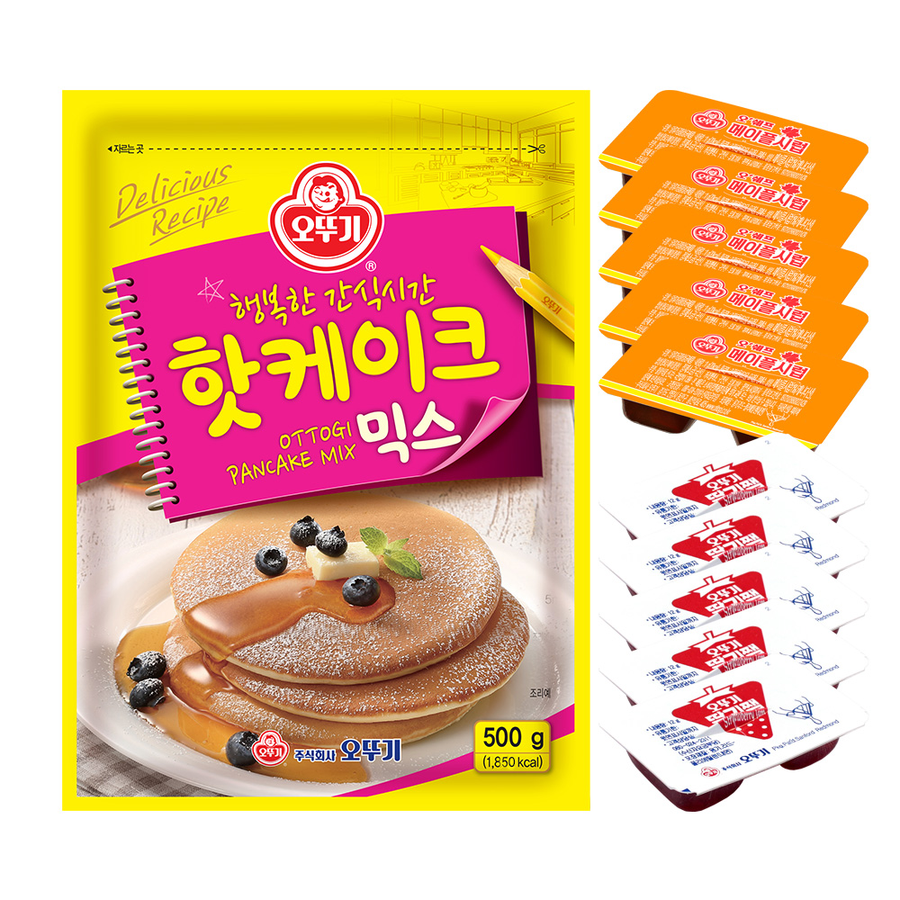 POOM | 오뚜기 핫케이크믹스 500g+딸기잼5개+메이플시럽5개