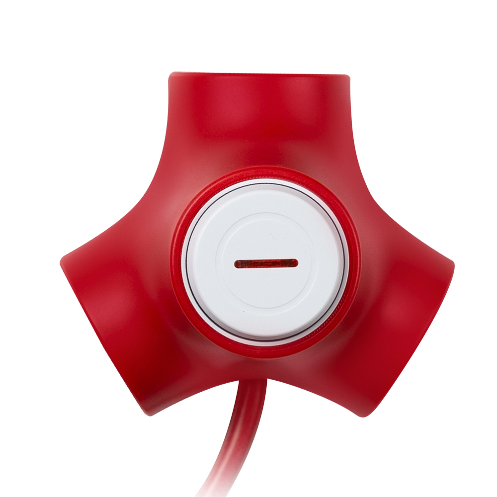 POOM | 테트라포드 멀티탭 3구 스위치 익스텐드 레드 1.5m