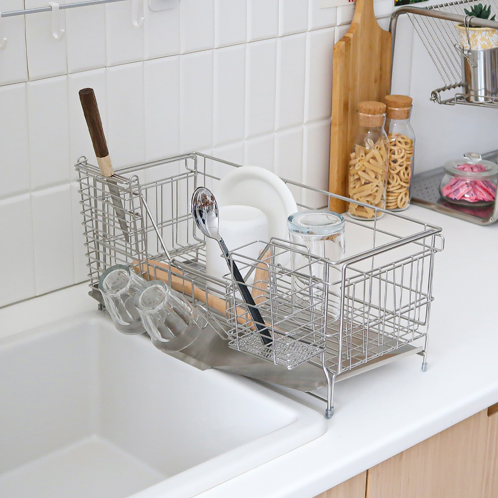 POOM | 스텐 304 길이조절 식기건조대 1단