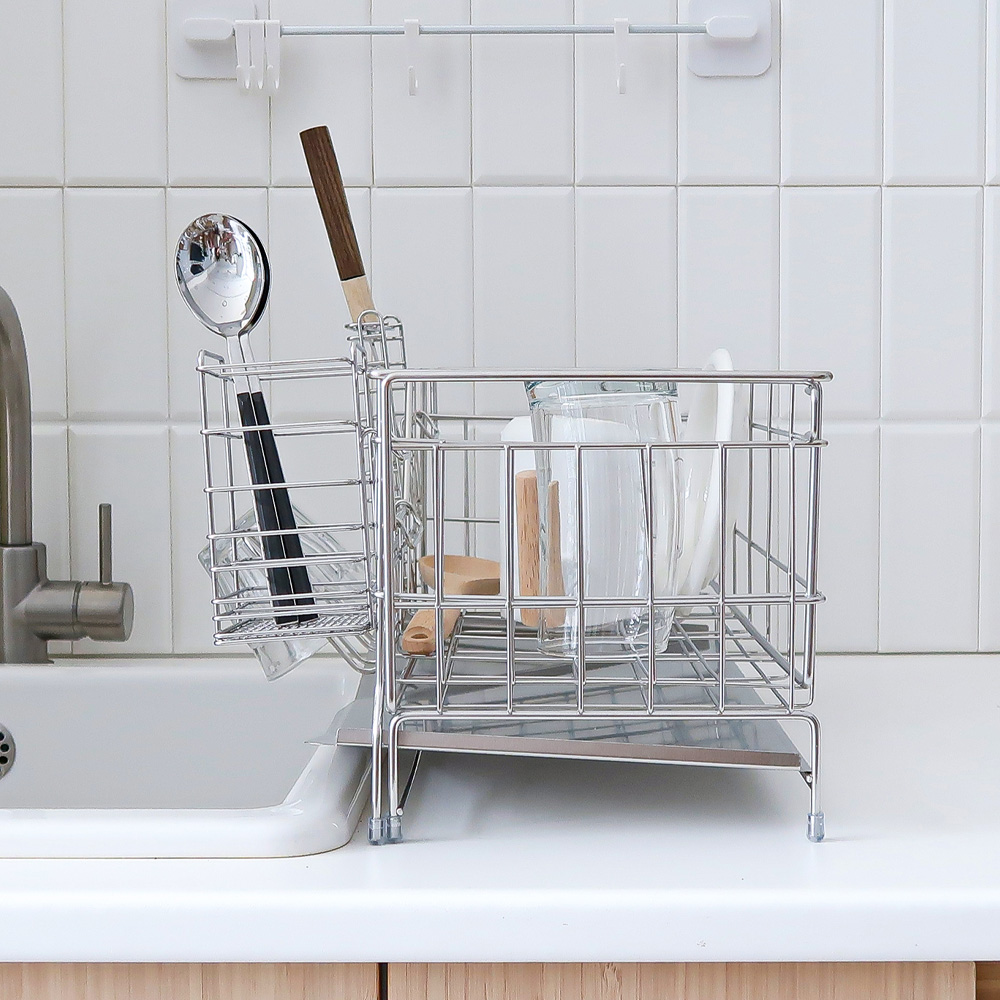 POOM | 스텐 304 길이조절 식기건조대 1단