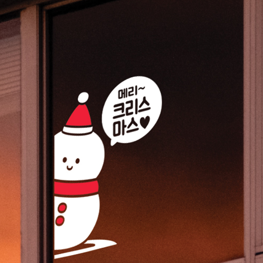 POOM | 크리스마스스티커윈도우시트지 LMXM-329 빼꼼눈사람좌