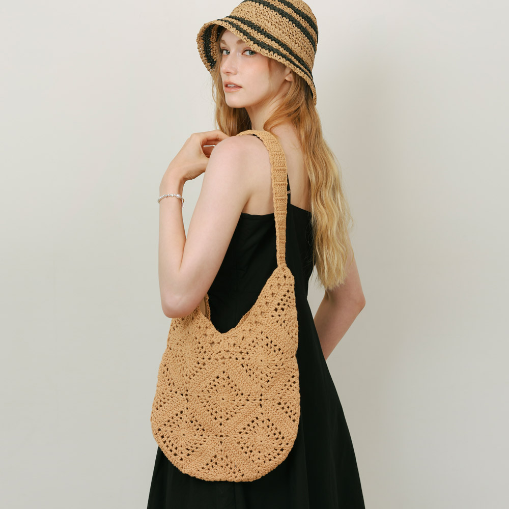 POOM | 미엘리 여름 니트 손뜨개 휴양지 숄더 네트백 가방