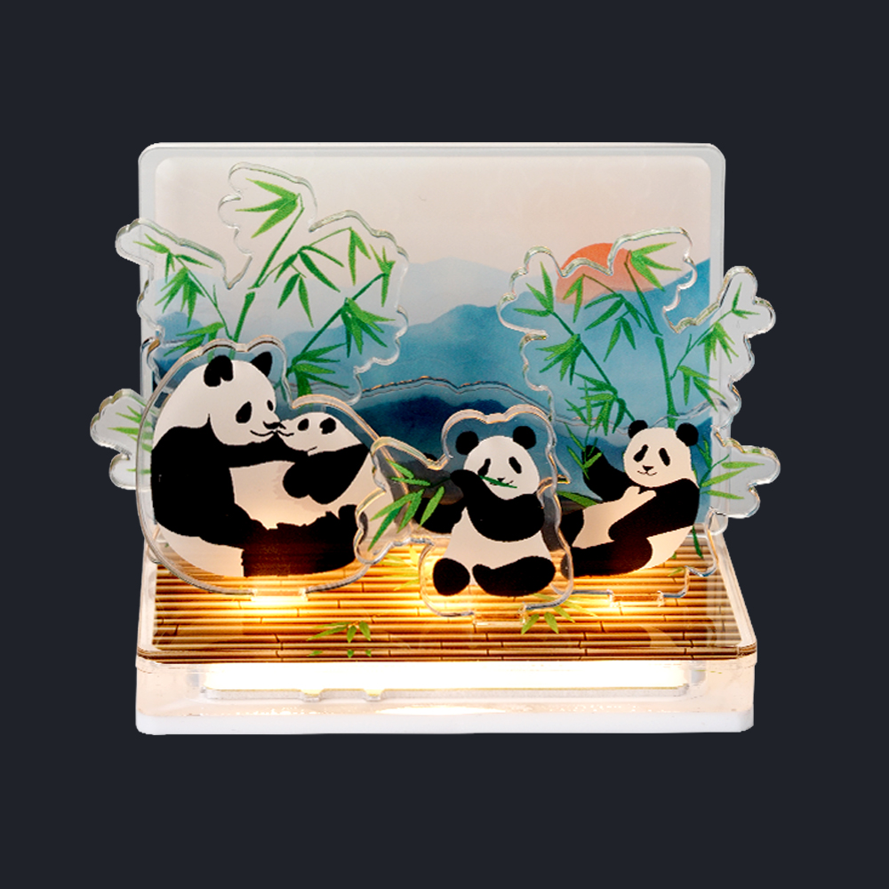 POOM | LED 아크릴 스탠드 - 팬더 패밀리