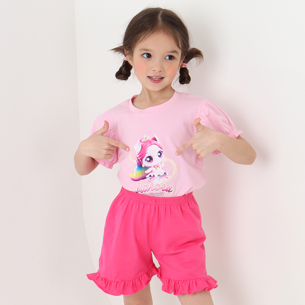 POOM | 캐치! 티니핑 오로라핑 프릴 5부 상하복 세트PK