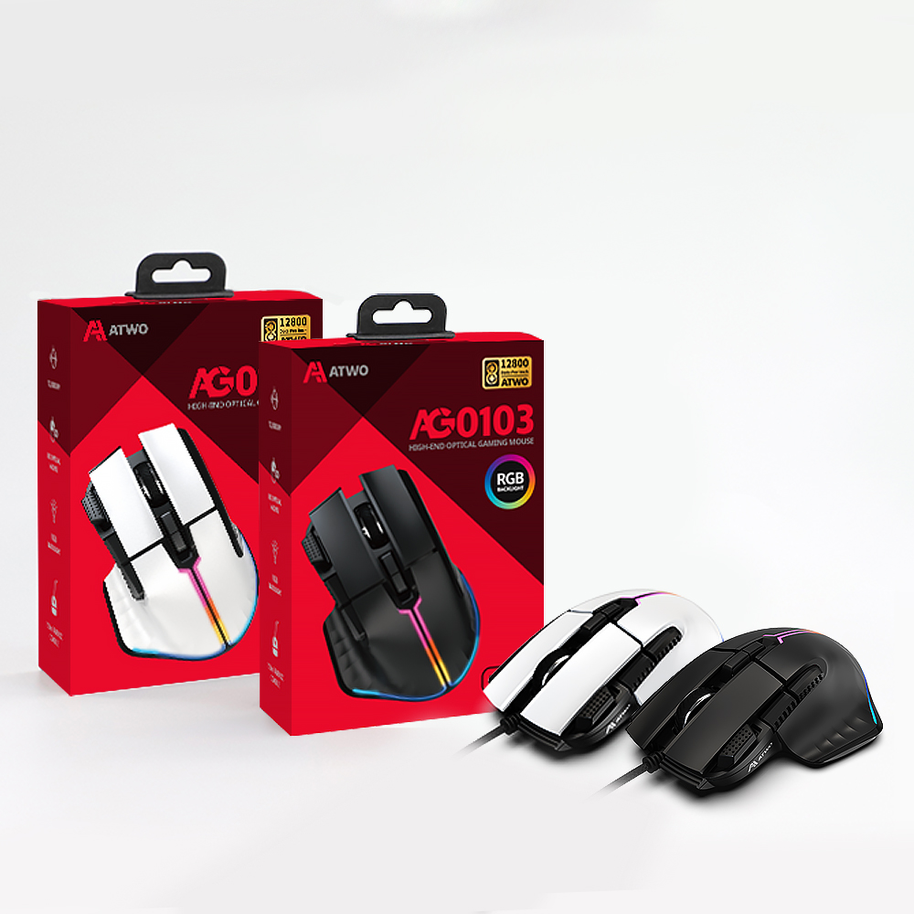 POOM | 에이투 AG0103 고감도 RGB 유선 USB 게이밍 마우스