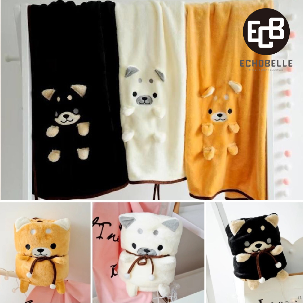 POOM | 시바견 캐릭터 쿠션 극세사 무릎담요/블랭킷/망토