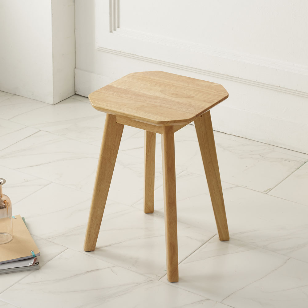 POOM | 그루인 애쉬드 팔각 원목 스툴 320 내추럴
