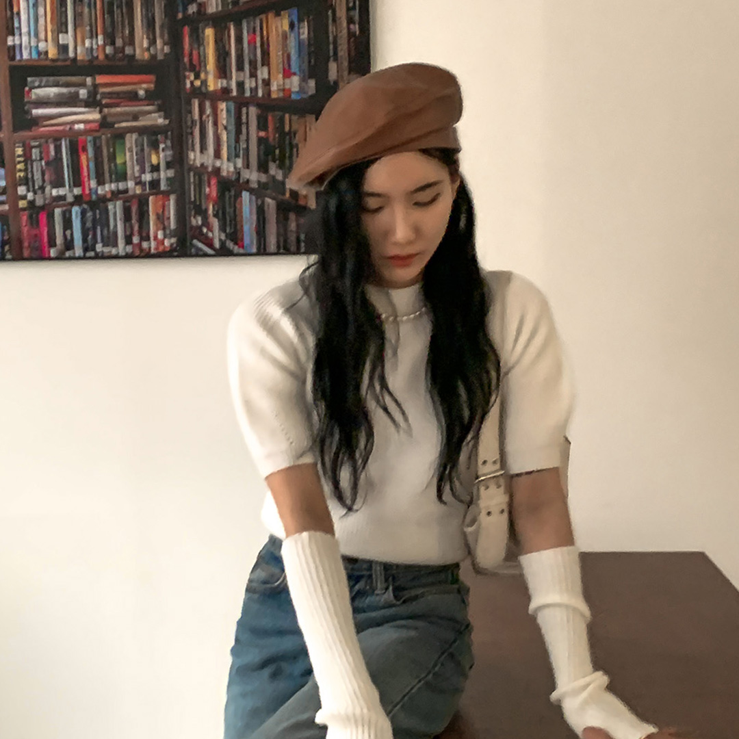 POOM | 스티치 버클 가죽 베레모 3color