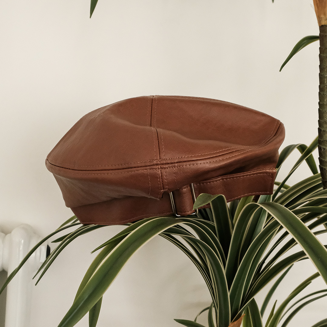 POOM | 스티치 버클 가죽 베레모 3color