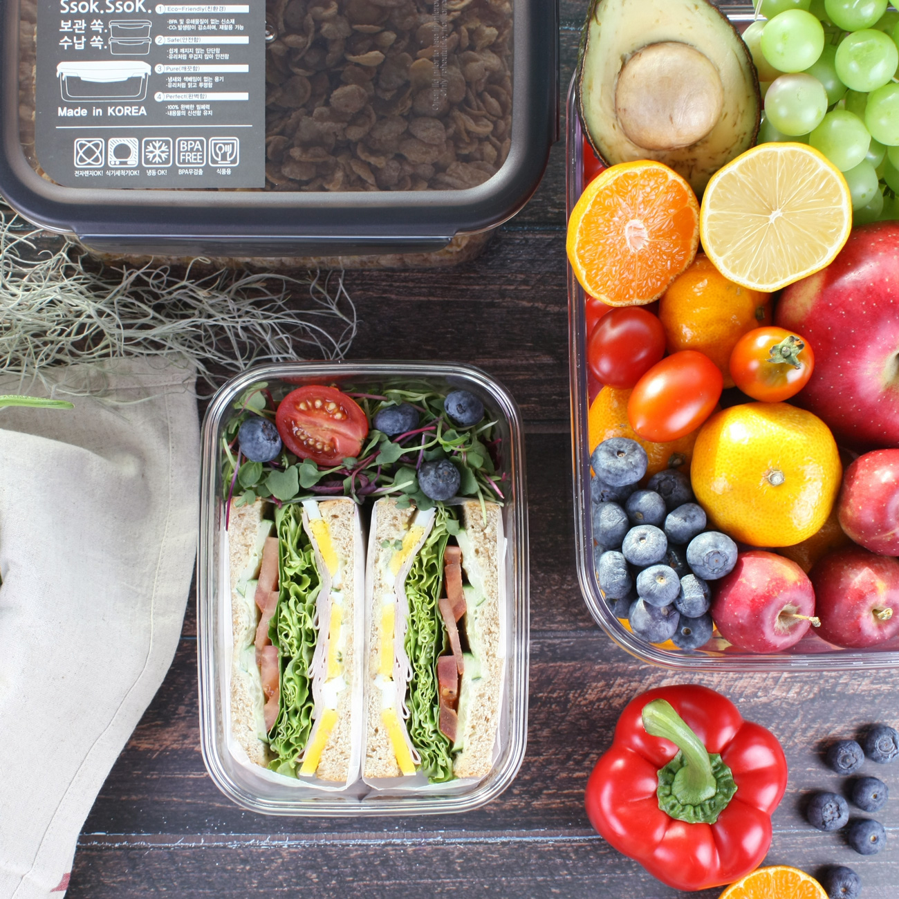 POOM | BPA FREE 쏙쏙 트라이탄 밀폐용기 400ml + 400ml