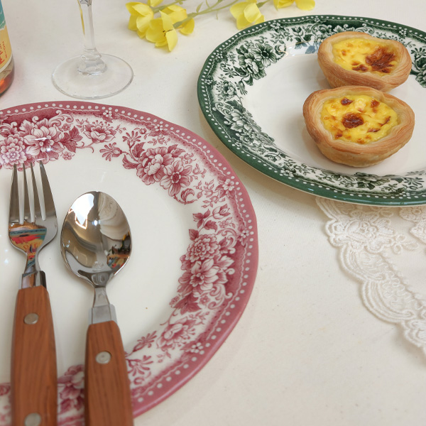 POOM | 클레이탄 다이애나 로즈 핑크 원형플레이트 S+L 2P set