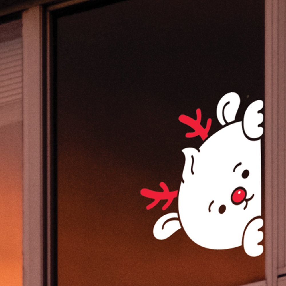 POOM | 크리스마스스티커윈도우시트지 LMXM-320 까꿍루돌프우