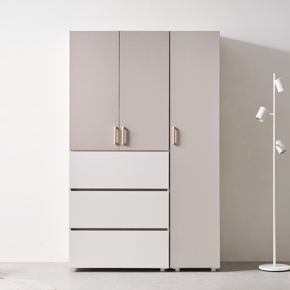 POOM | 켈린 드레스룸 1200 서랍 행거 옷장 세트