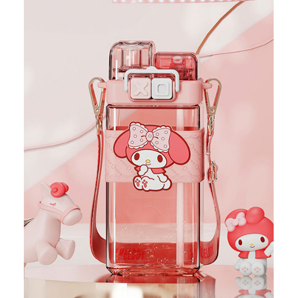 POOM | 산리오 더블캡 사각 롱 빨대 물병(520ml)