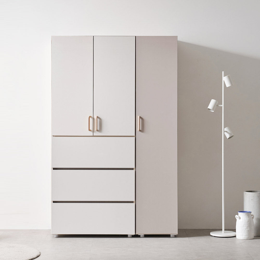 POOM | 켈린 드레스룸 1200 서랍 행거 옷장 세트