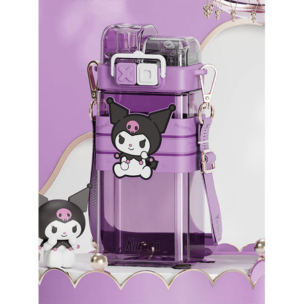 POOM | 산리오 더블캡 사각 롱 빨대 물병(520ml)