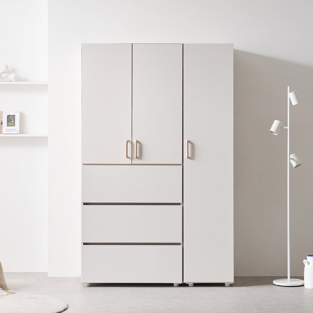 POOM | 켈린 드레스룸 1200 서랍 행거 옷장 세트