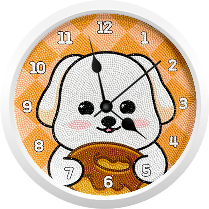 POOM | 도너츠 흰둥이 강아지 (벽시계) 보석십자수 23.5x23.5