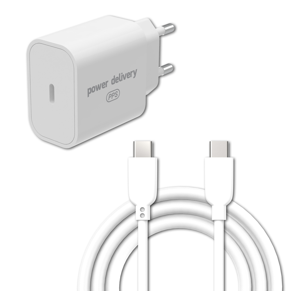 POOM | 25W PD C타입 고속충전기 +CtoC 고속충전케이블 2M 세트
