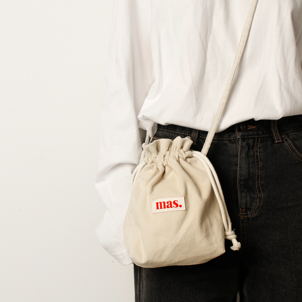 POOM | Corduroy string cross bag _ 베이지