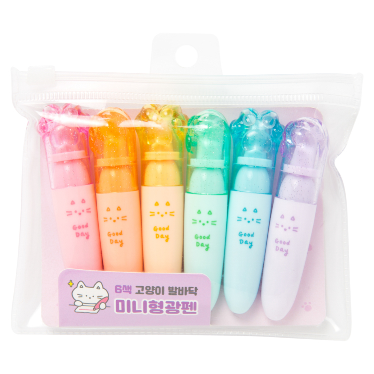 POOM | 고양이 미니형광펜 6입 (15009365)