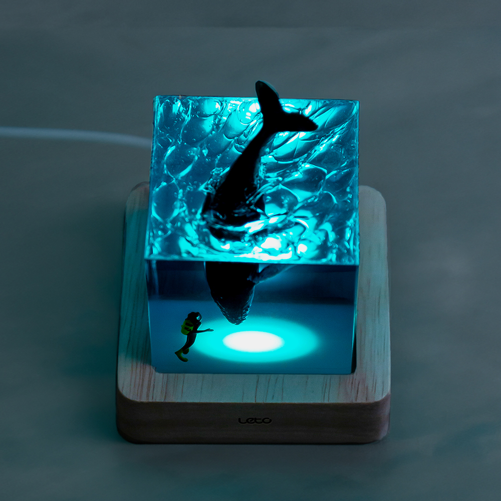 POOM | 레토 입체 큐브 무드등 3D 고래 LED조명