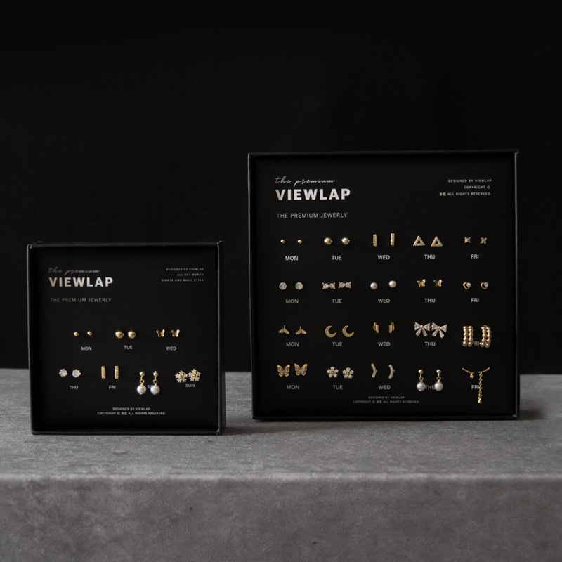 POOM | 14K 한달 이어링 귀걸이 기프트 박스(검정박스)