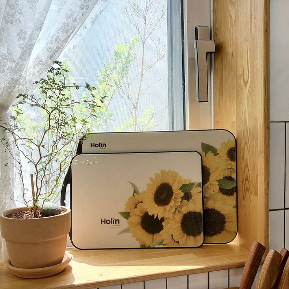 POOM | [Holin] 국산 TPU 양면 도마 (중+대) SET 썬플라워