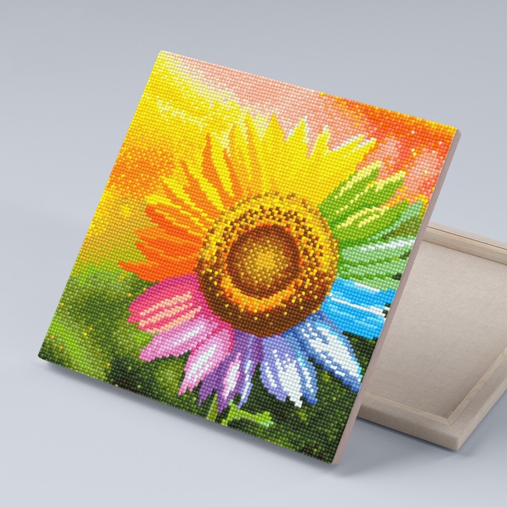 POOM | DIY캔버스형 보석십자수 30x30cm 무지개해바라기