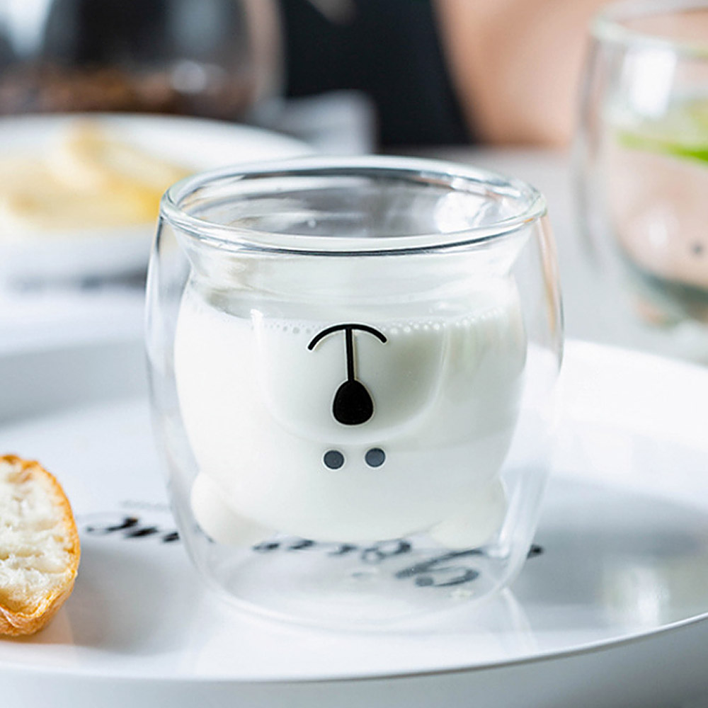 POOM | [로하티] 행복카페 이중 유리컵(250ml) (아빠곰)