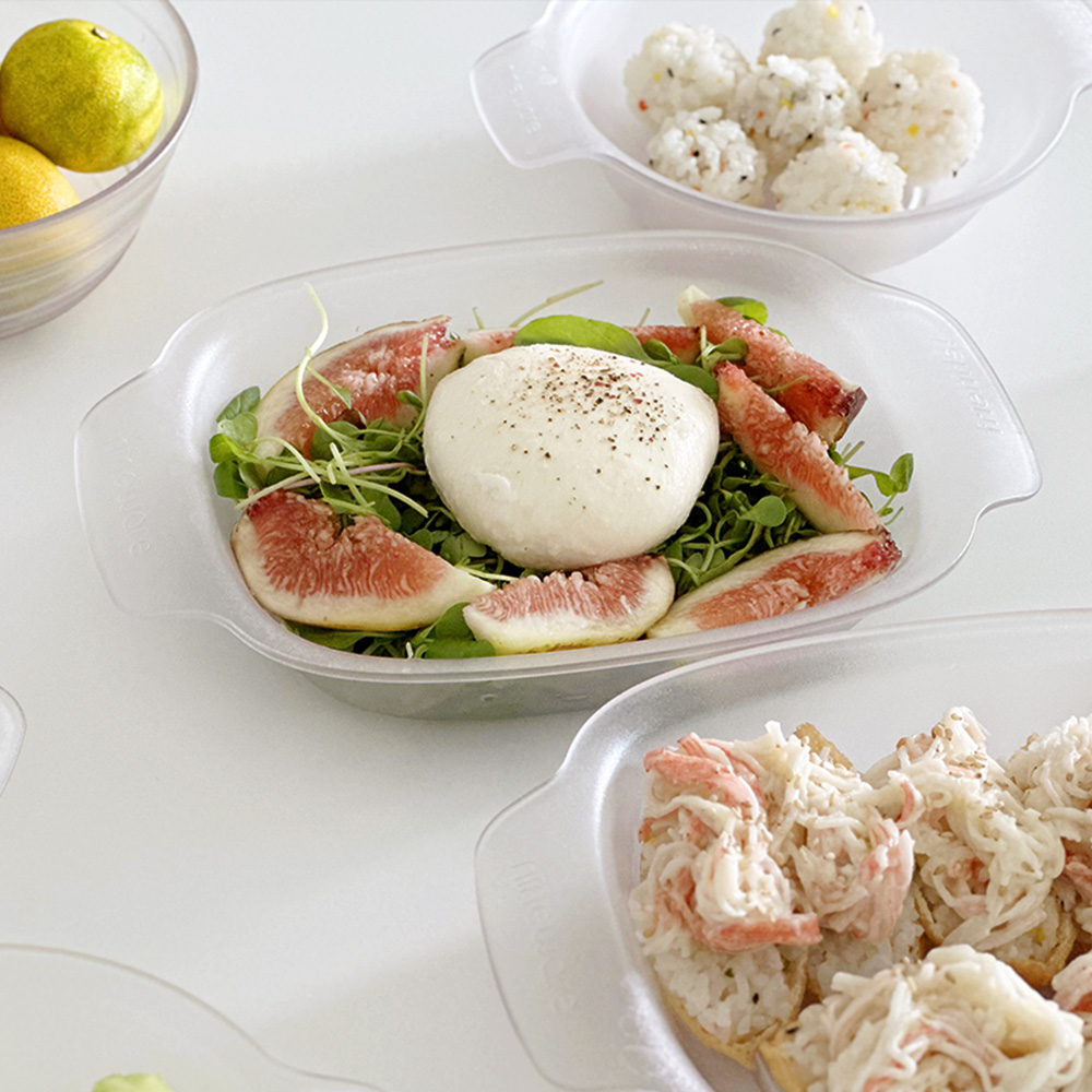 POOM | 나인웨어 퓨어 투명 사각 파스타볼 2P