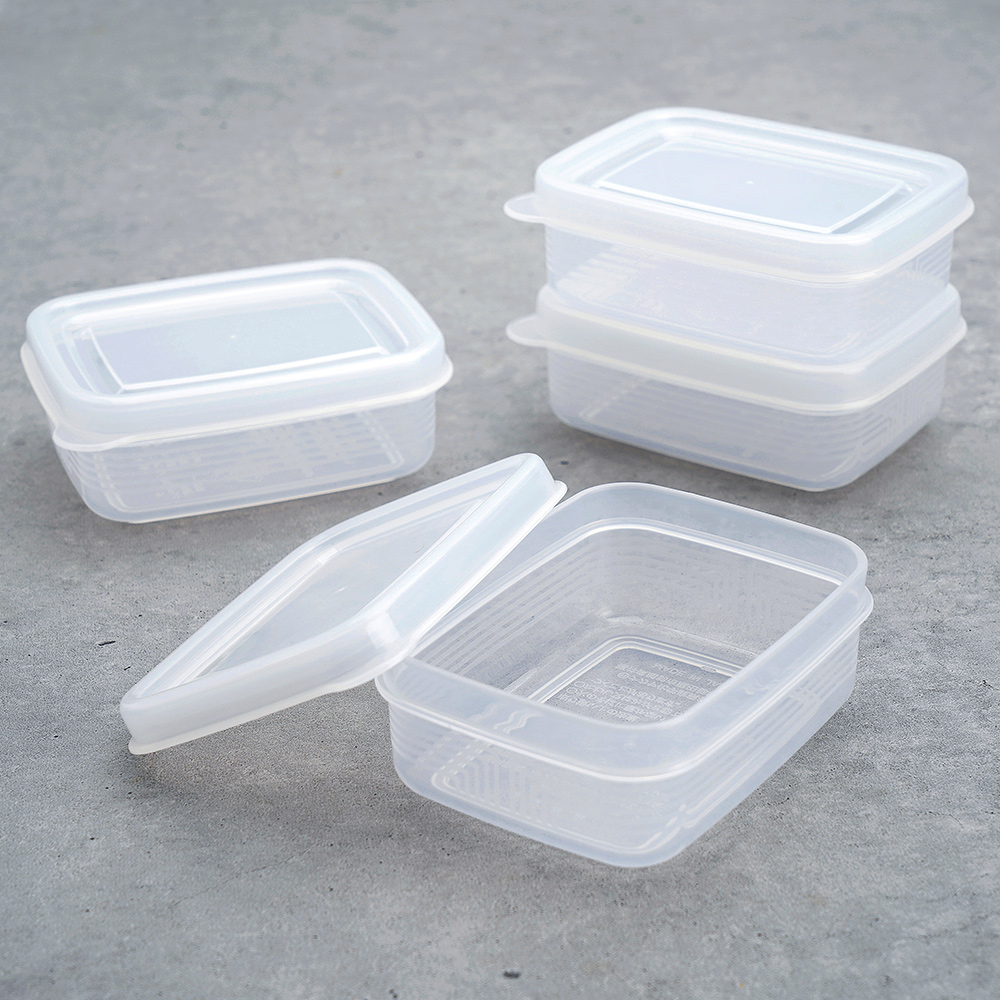 POOM | 미니 반찬통 야채 보관용기 4P 세트 사각 원형