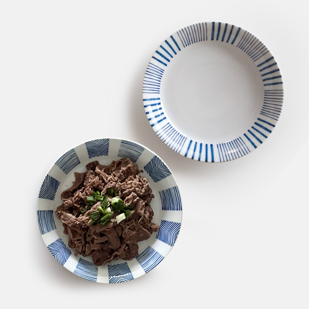 POOM | 니코트 블루 스트라이프 파스타접시 세트 2P