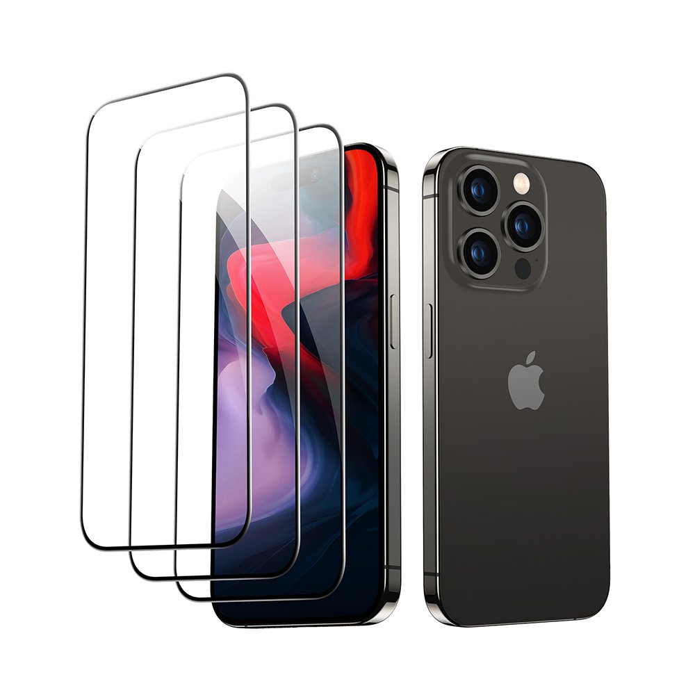 POOM | ESR 아이폰15 프로 Pro 가이드 풀커버 강화유리 2팩