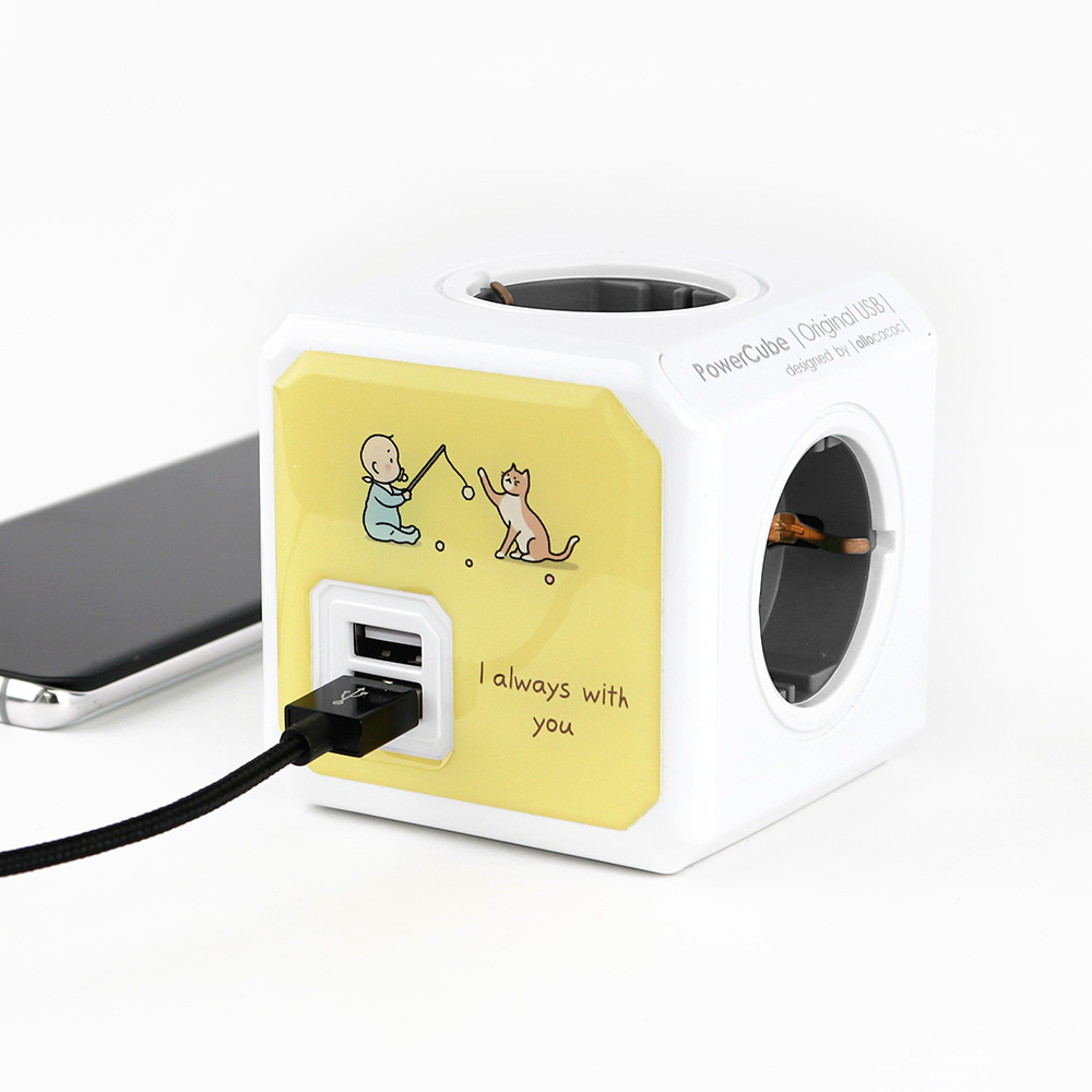 POOM | 파워큐브 4구 USB 선 없는 멀티탭 DIY 스티커 콘센트