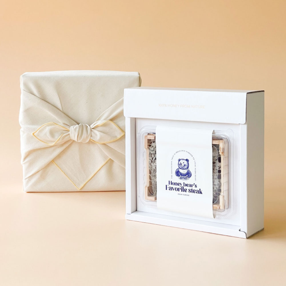 POOM | 100% 천연 밀랍 벌집 꿀 보자기 포장 선물 세트