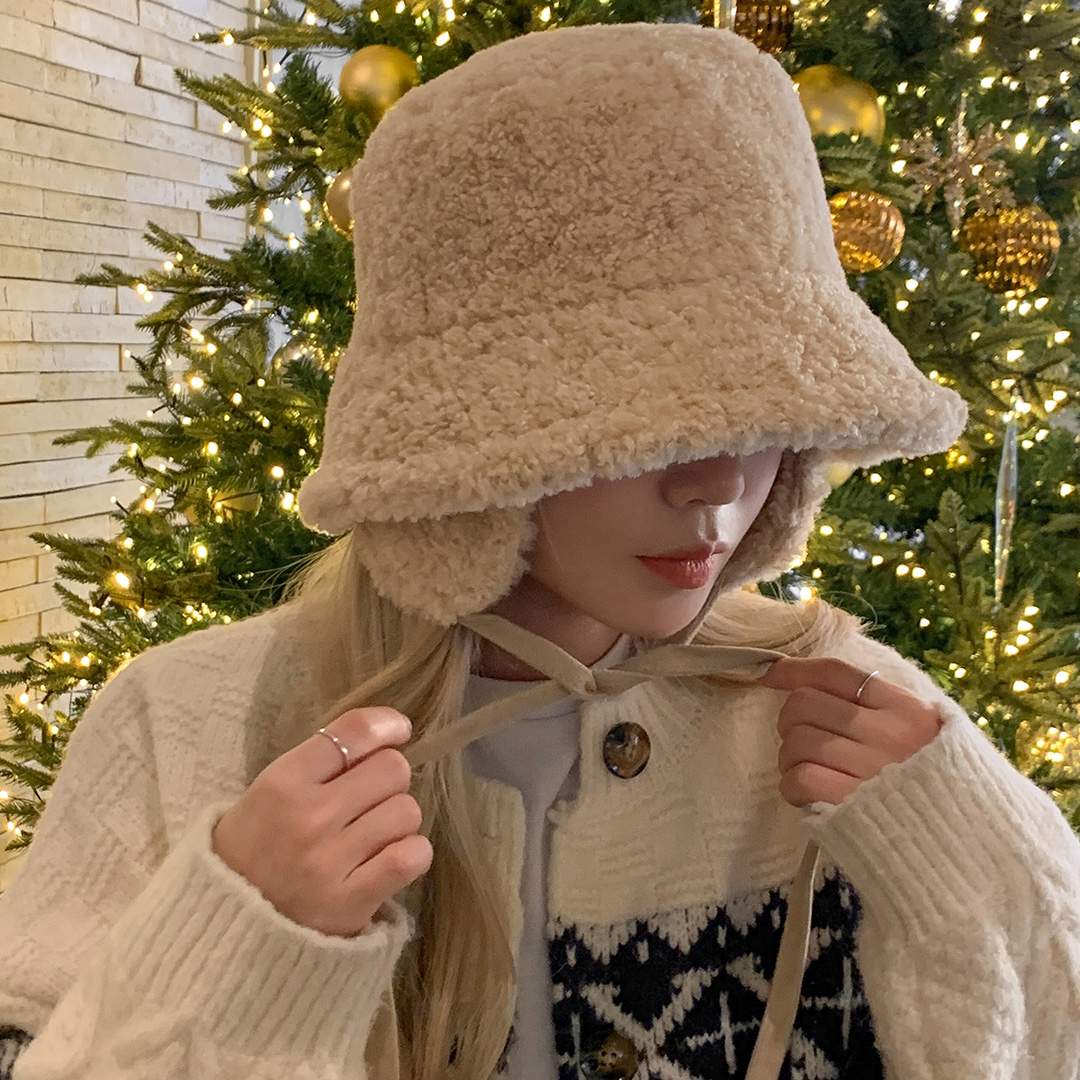 POOM | 양털 뽀글이 귀도리 벙거지 버킷햇 3color