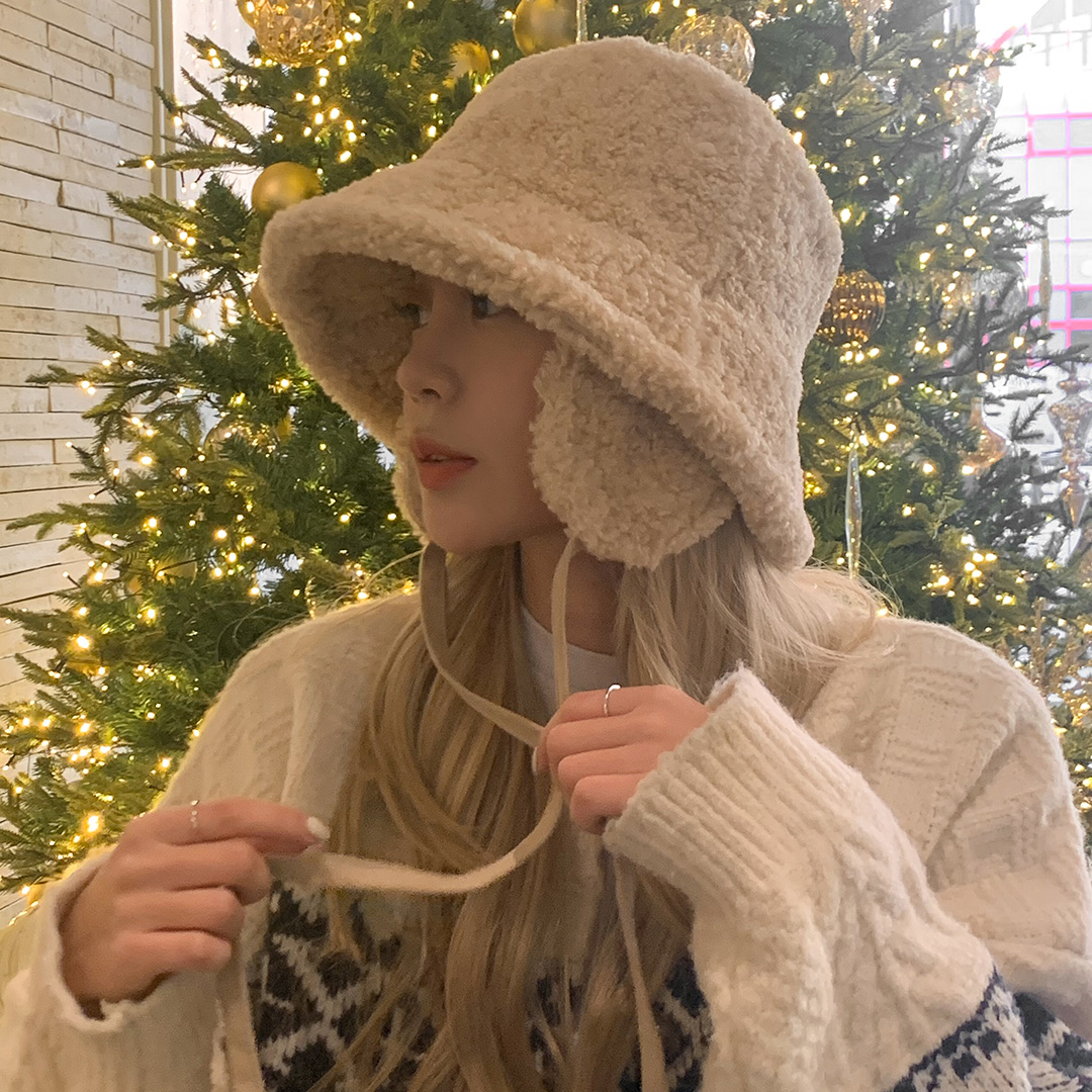 POOM | 양털 뽀글이 귀도리 벙거지 버킷햇 3color